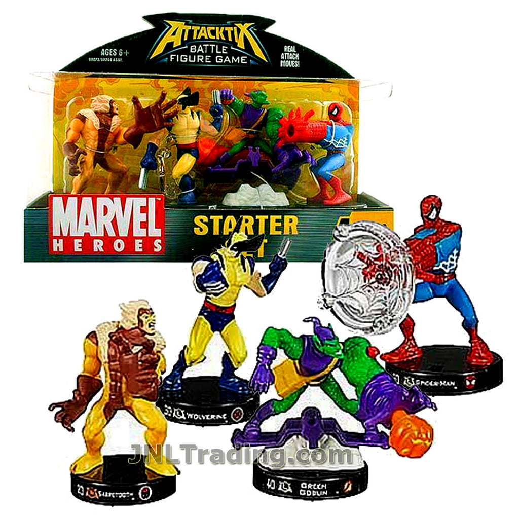 Attacktix Marvel Heroes Starter Set SABRETOOTH, WOLVERINE, GREEN GOBLIN ...