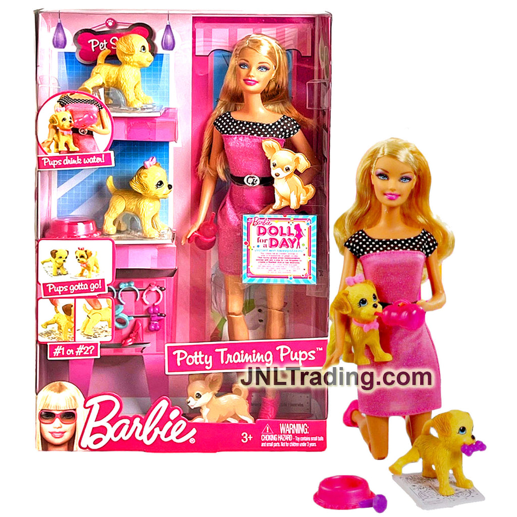 Year 2009 Barbie 12 Inch Doll Set - POTTY TRAINING PUPS T9397 with Cau ...