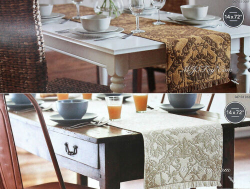 NEW Threshold Quality Design Riversible Weave 14x72" Table Runner Brow ...
